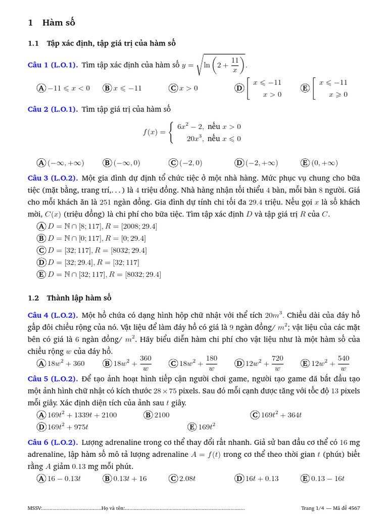 BaiTapTrac Nghiem-GT1 | PDF