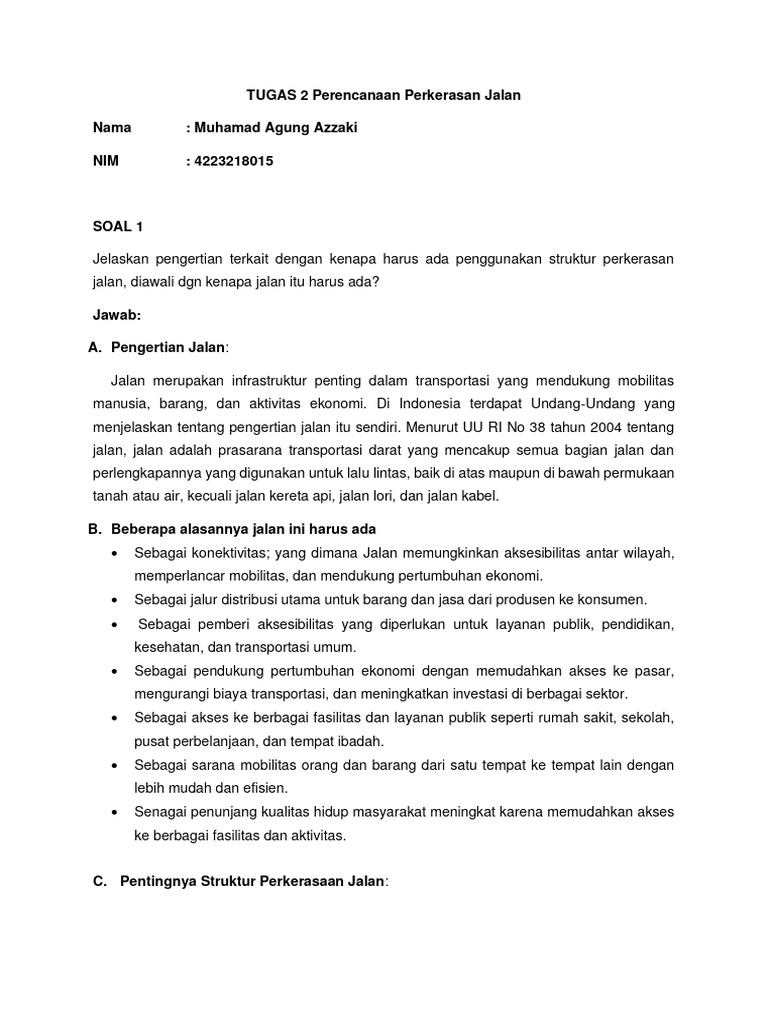 Tugas 2 Perencanaan Perkerasan Jalan - Muhamad Agung Azzaki ...