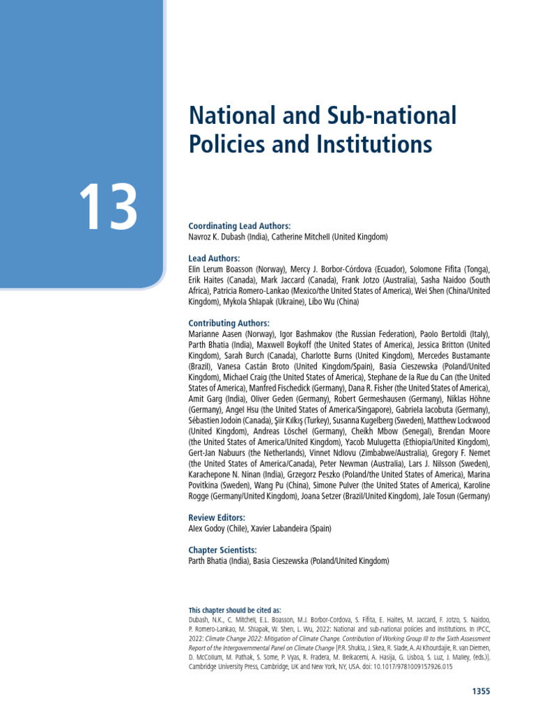 IPCC AR6 WGIII Chapter13 | PDF | Climate Change Mitigation | Policy