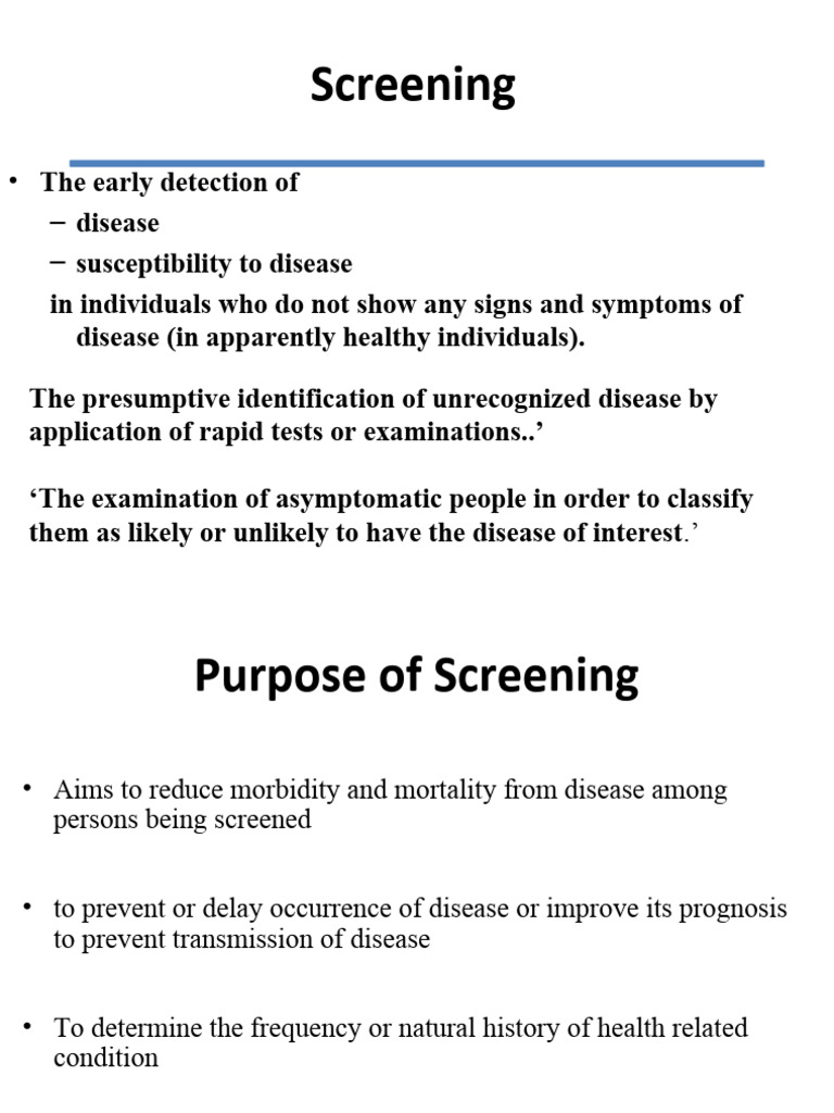 Chapter 8 Screening | PDF | Sensitivity And Specificity | Screening ...