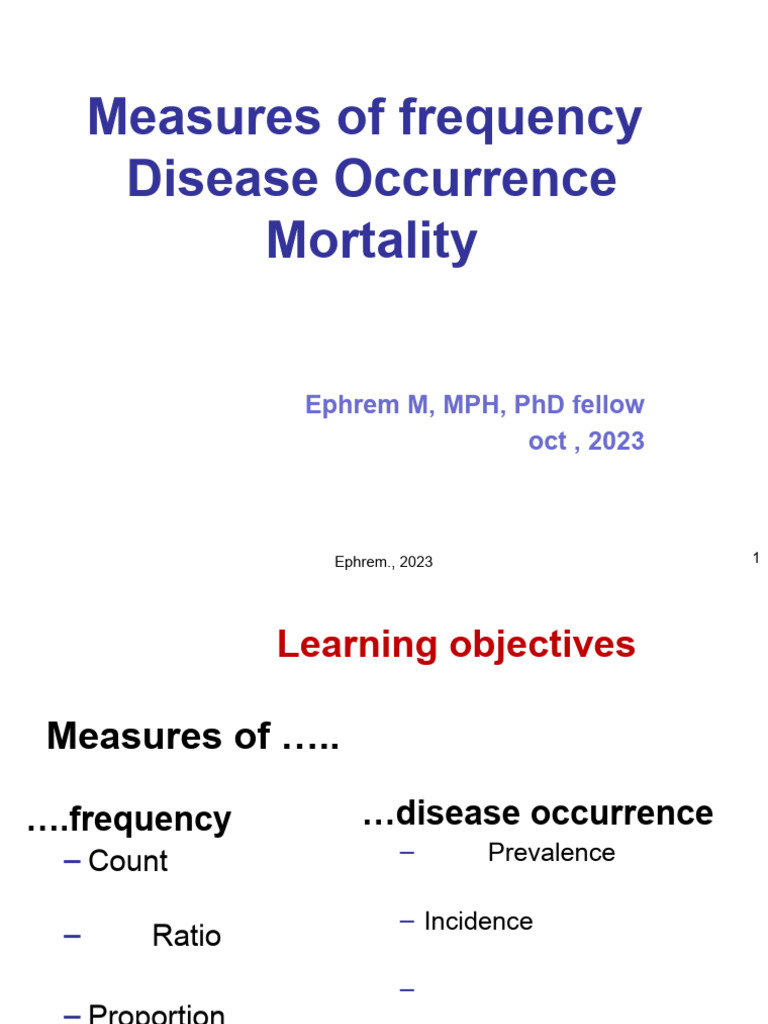 Chapter 3 Measures of Disease Frequency | PDF | Incidence (Epidemiology) | Mortality Rate