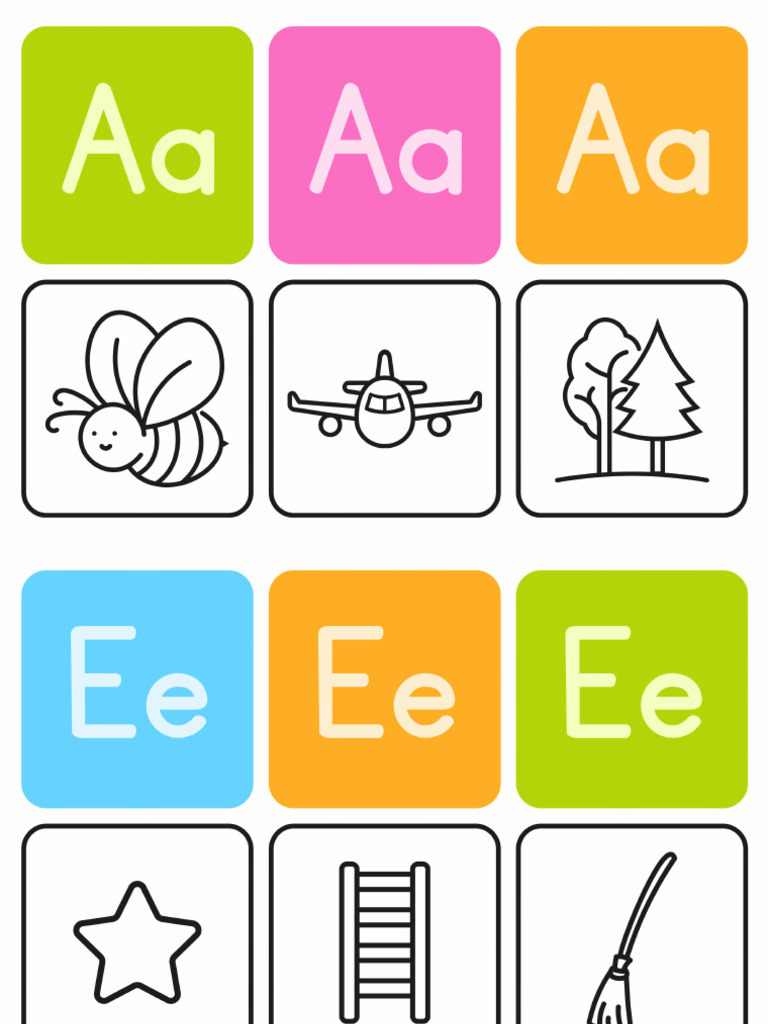 Tarjetas Educativas Memoria de Vocales Ilustrado Colorido | PDF