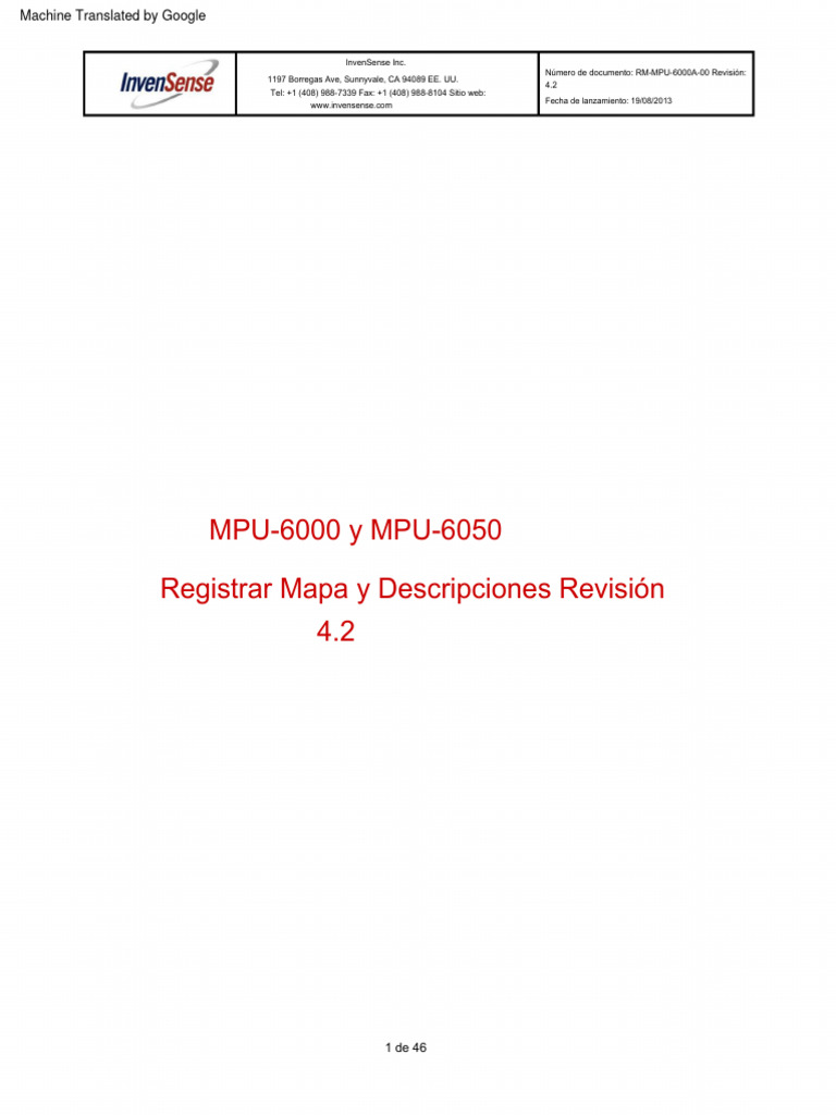 MPU 6000 Register Map1 (Español) | Descargar gratis PDF | Software | Poco