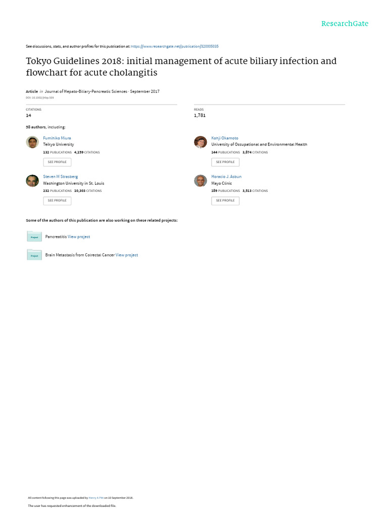 Tokyo Guidelines 2018: Acute Biliary Management | PDF | Gallbladder ...