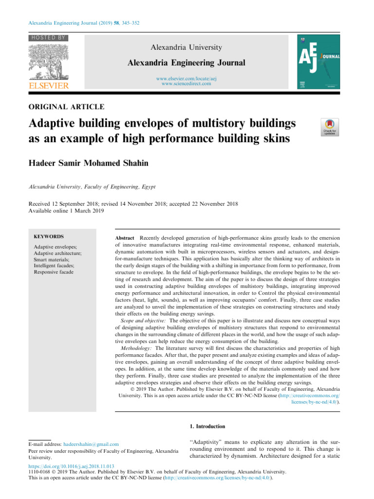 Adaptive Building Envelopes of Multistory Buildings As 2019 Alexandria ...