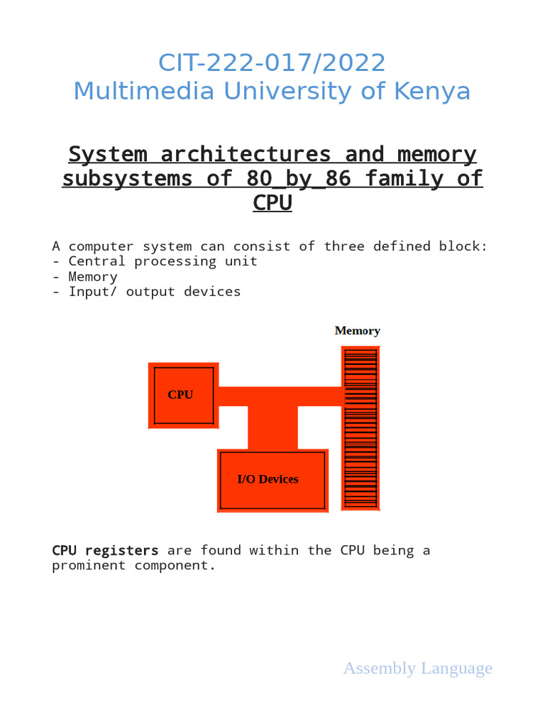 Assembly language | PDF | Central Processing Unit | Input/Output