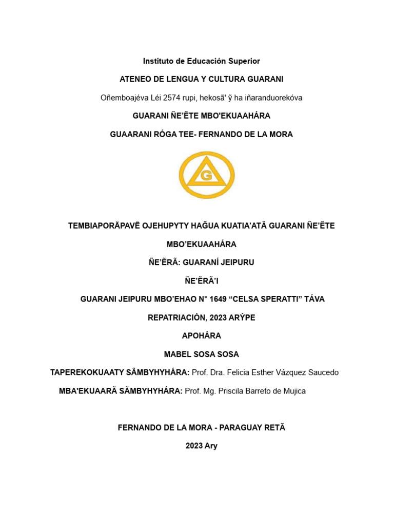 Guaraní Jeipuru Mabel Sosa Sosa Modificado | PDF | Lingüística