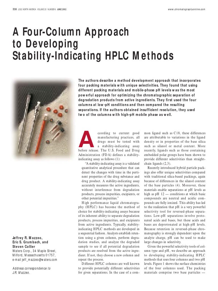 A Four-Column Approach to developing Stability-Indicating HPLC Methods | PDF | High Performance ...