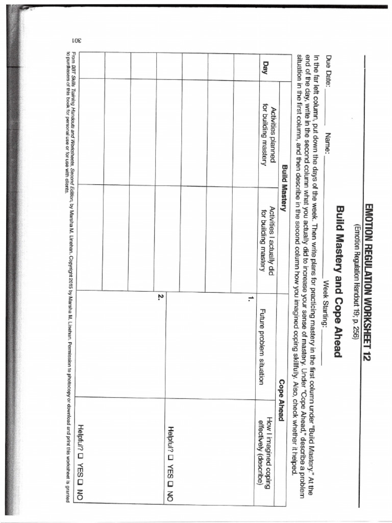 Build Mastery and Cope Ahead Worksheet | PDF