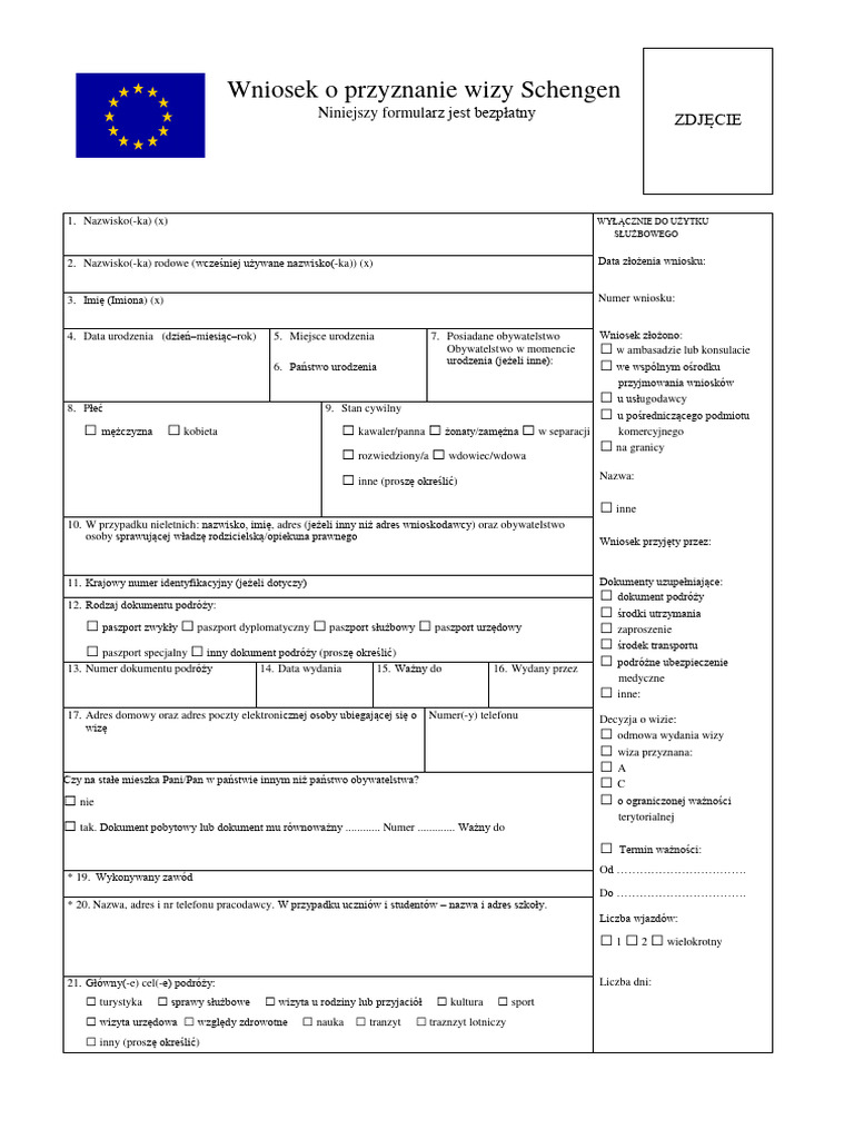 Schengen Wniosek PL | PDF