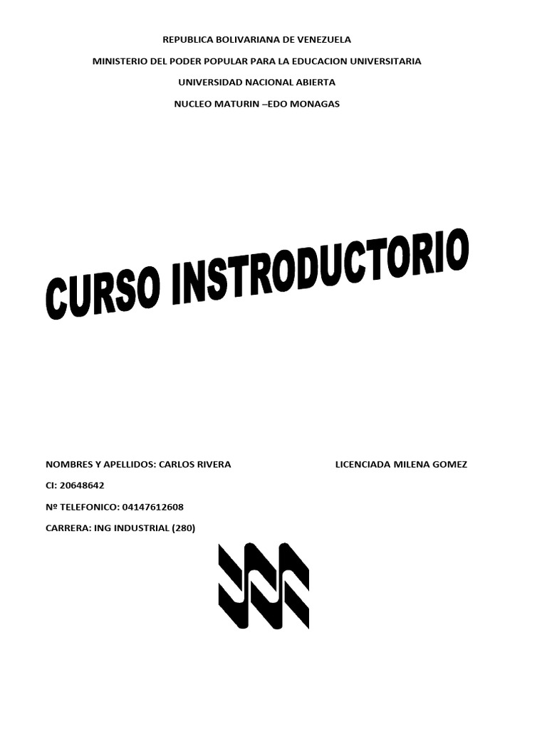 Curso de Introduccion Carlos Rivera 20648642 | PDF | Evaluación ... Curso de Introduccion Carlos Rivera 20648642 | PDF | Evaluación ...