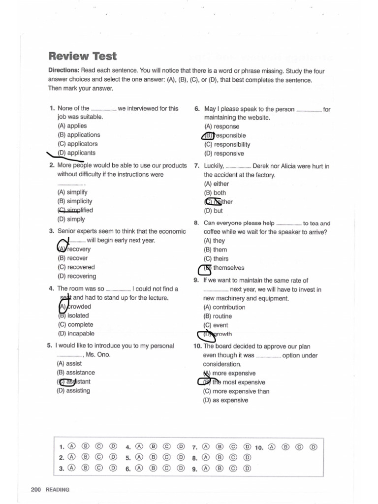 Review Test Part 5 | PDF