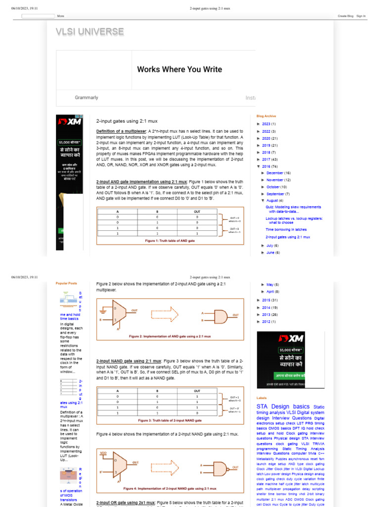 2-Input Gates Using 2 - 1 Mux | PDF | Logic Gate | Electronic Design