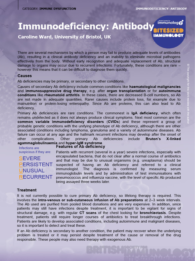 Immunodeficiency - Antibody | PDF | Immunodeficiency | Causes Of Death
