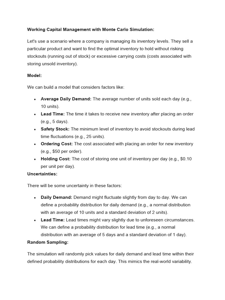 Working Capital Management With Monte Carlo Simulation | PDF ...