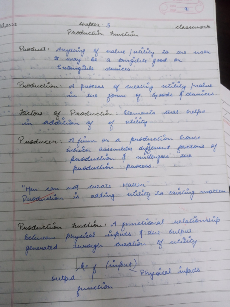 Production Function Notes | PDF