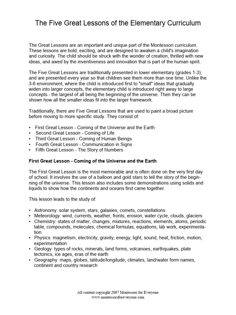 The Five Great Lessons | PDF | Mathematics | Plants