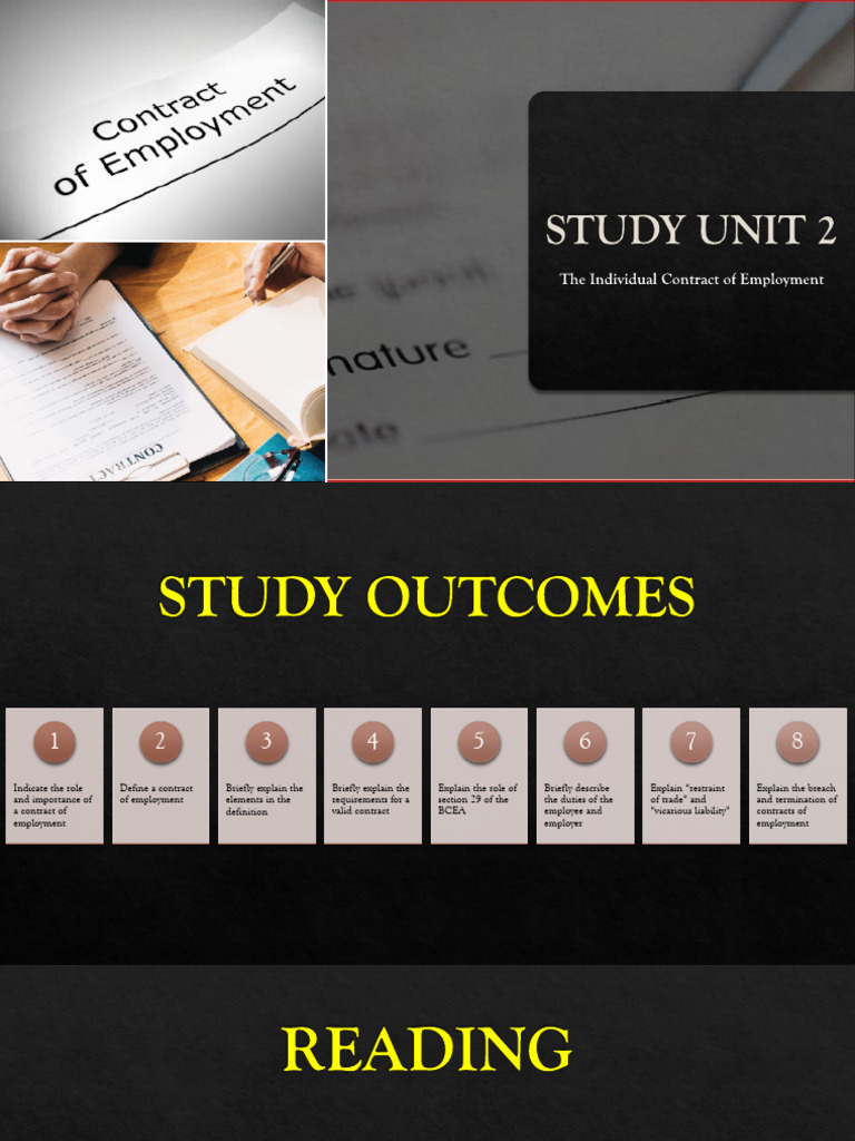 Study Unit 2 - Contract of Employment 2023 | PDF | Legal Liability | Contractual Term