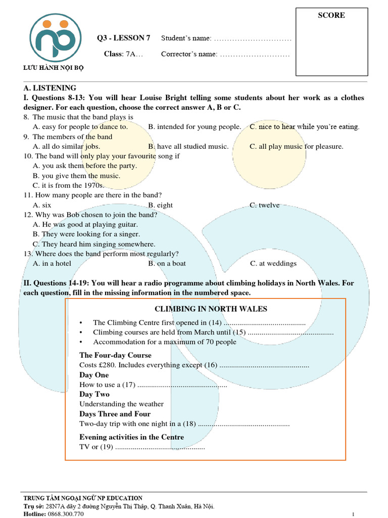 Lưu Hành N I B : Trung Tâm Ngo I NG NP Education | Download Free PDF | Ho Chi Minh City