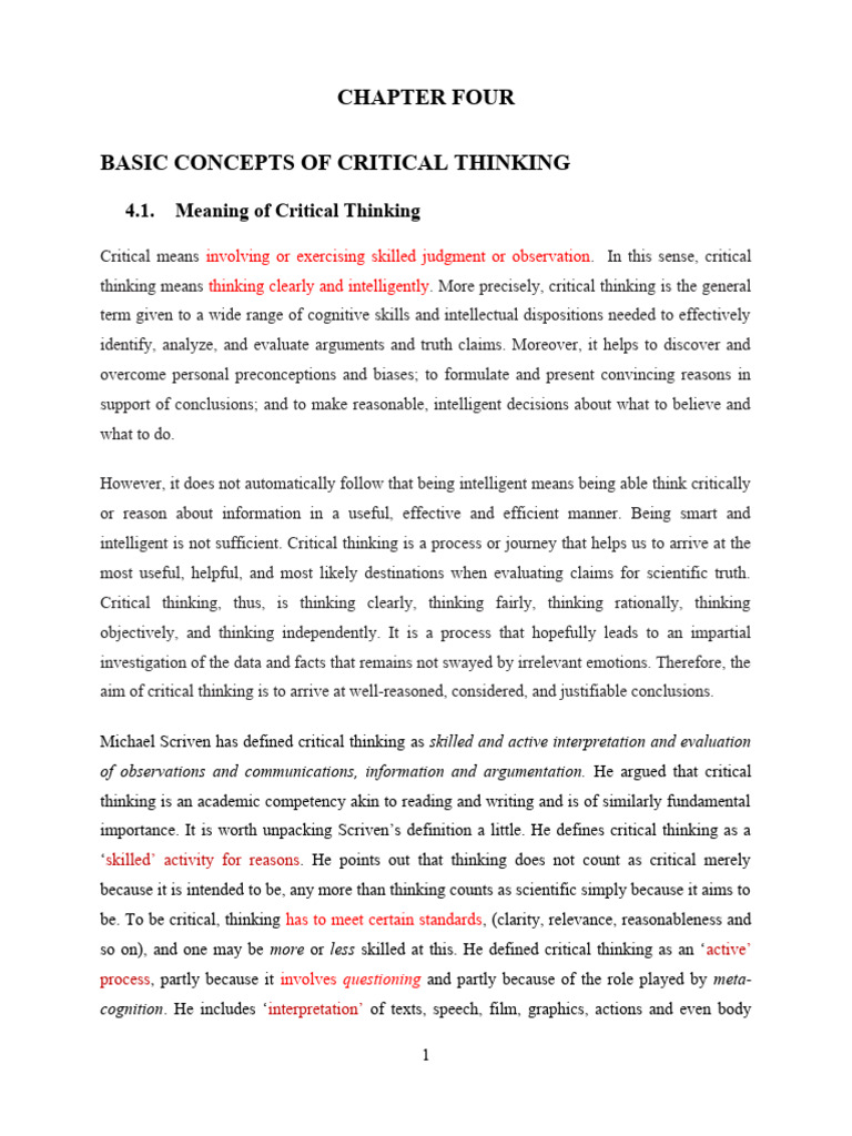 Logic and Critical Thinking Chapter 4 | PDF | Critical Thinking | Thought