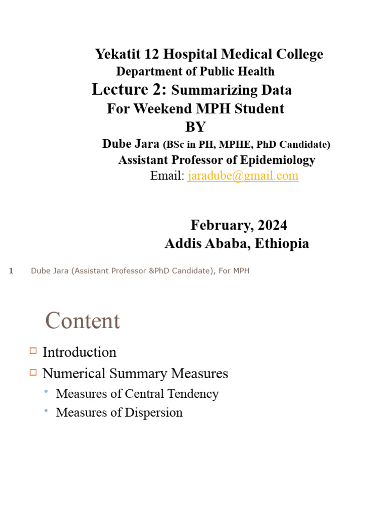 Lecture 2-Descriptive | PDF | Mean | Statistical Theory