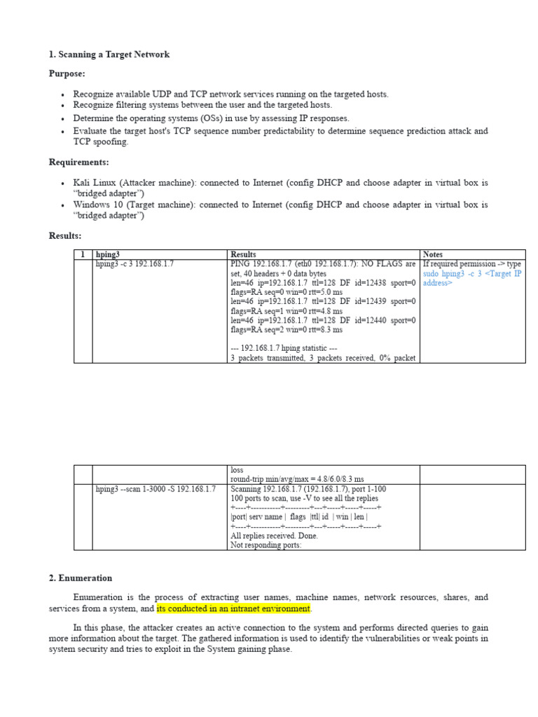 StudentForm ScanNetwork Enumeration | PDF | Transmission Control Protocol | Port (Computer ...