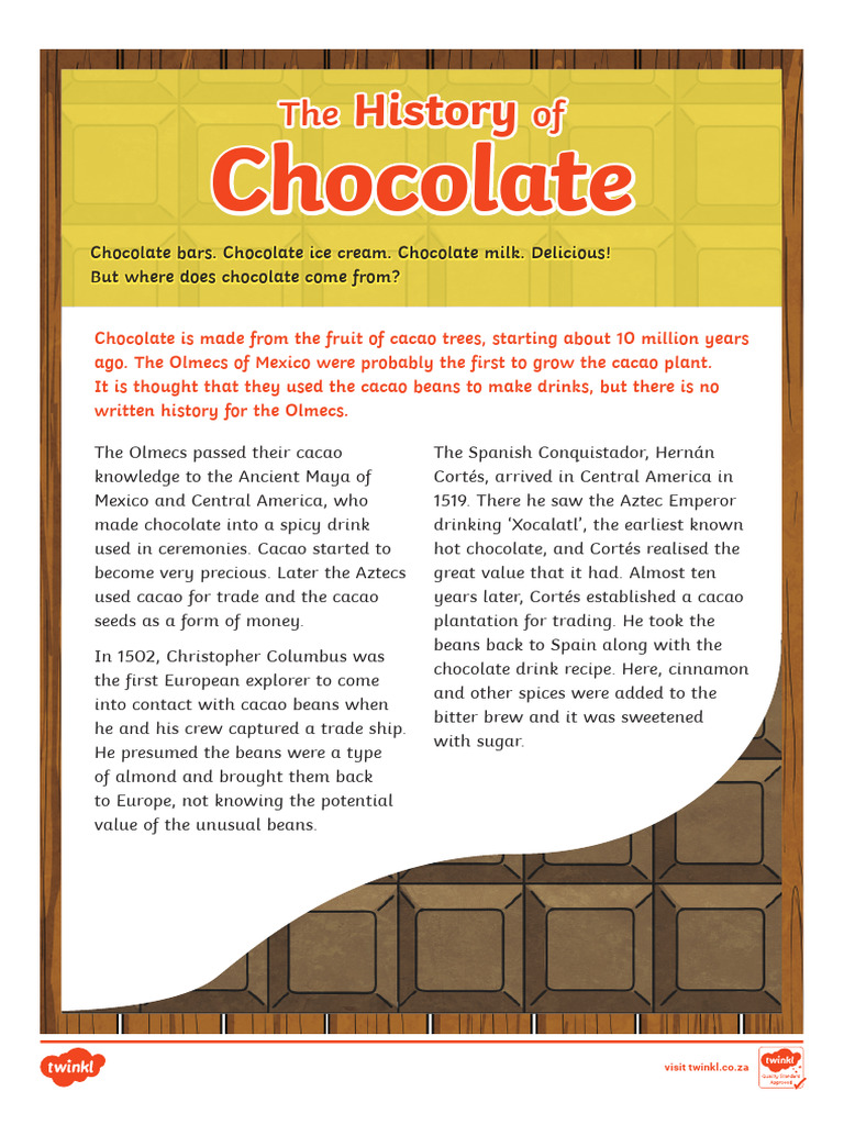 History of Chocolate for Kids | PDF | Chocolate | Sugar Confectionery
