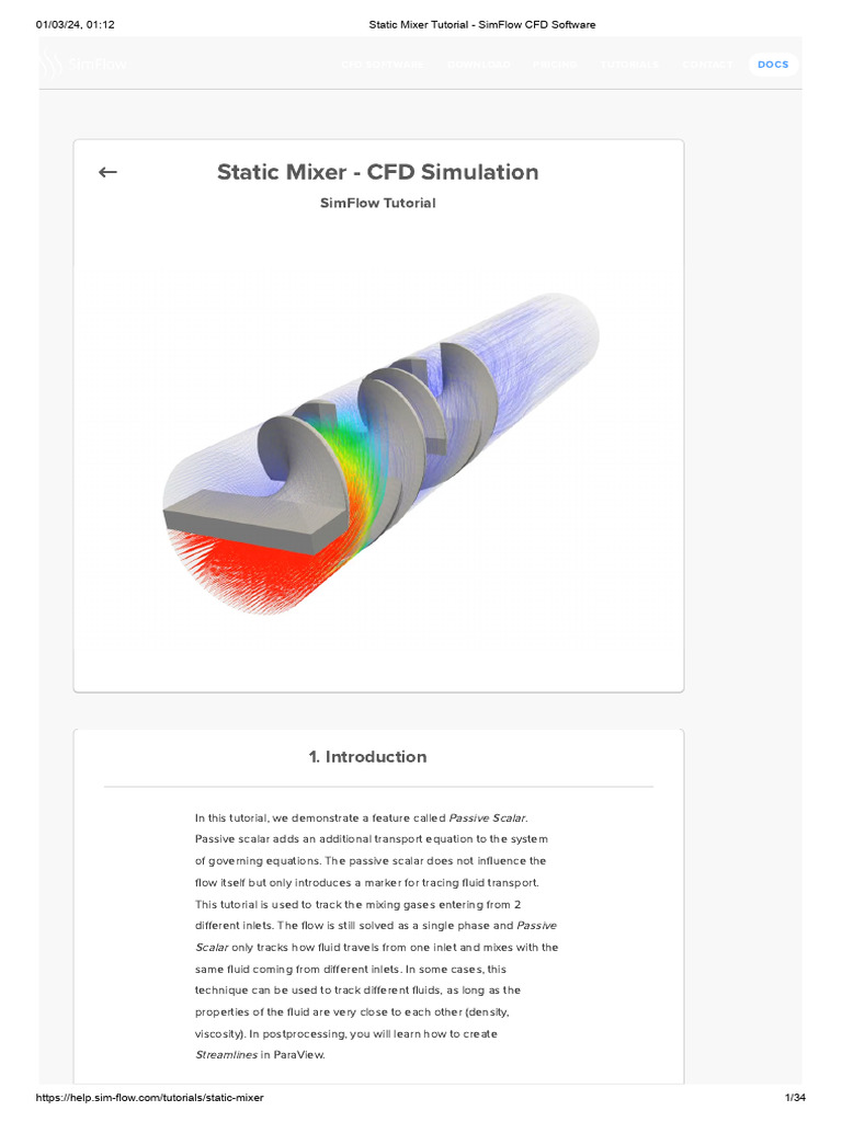 Static Mixer Tutorial - SimFlow CFD Software | PDF | Computational ... Static Mixer Tutorial - SimFlow CFD Software | PDF | Computational ...