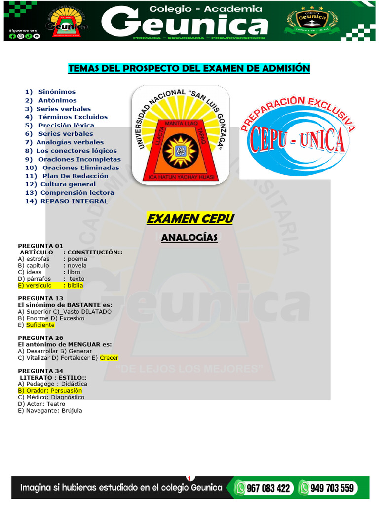 Cepu Resolución Sin Claves | PDF | Esencia | Conocimiento