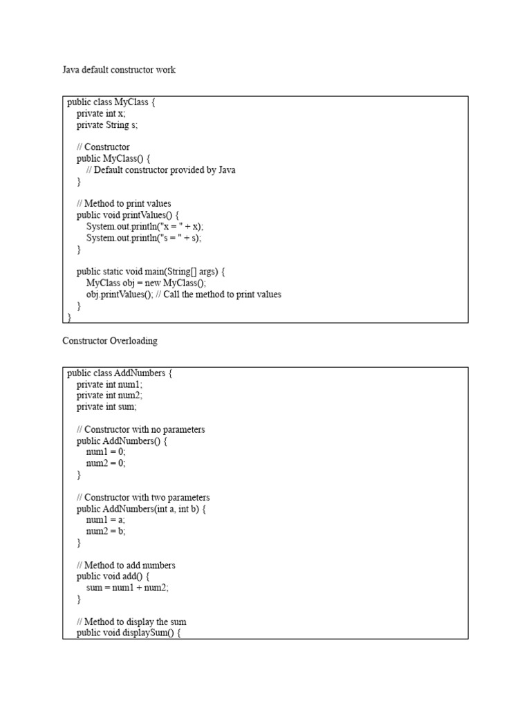 Default Constructor Code | PDF