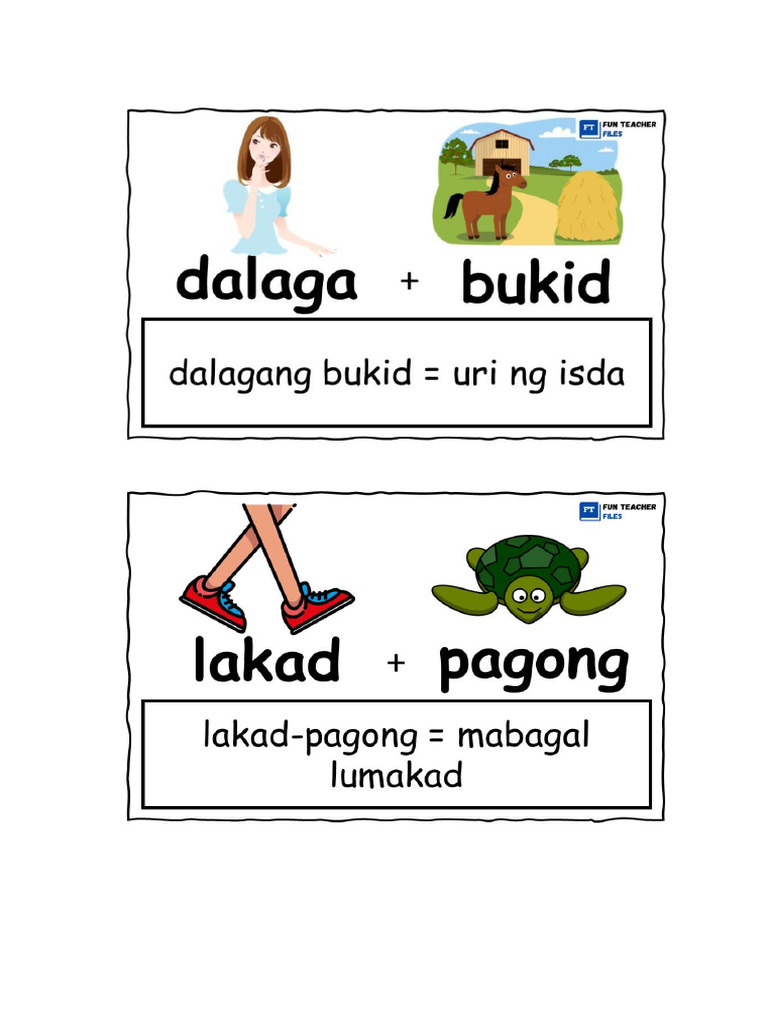 Mga Tambalang Salita Filipino Grade 3 | PDF