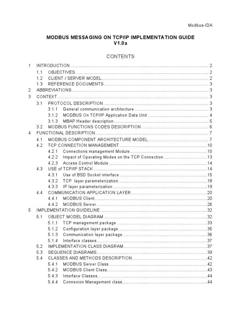 MODBUS TCP/IP Guide for Developers | PDF | Transmission Control ...