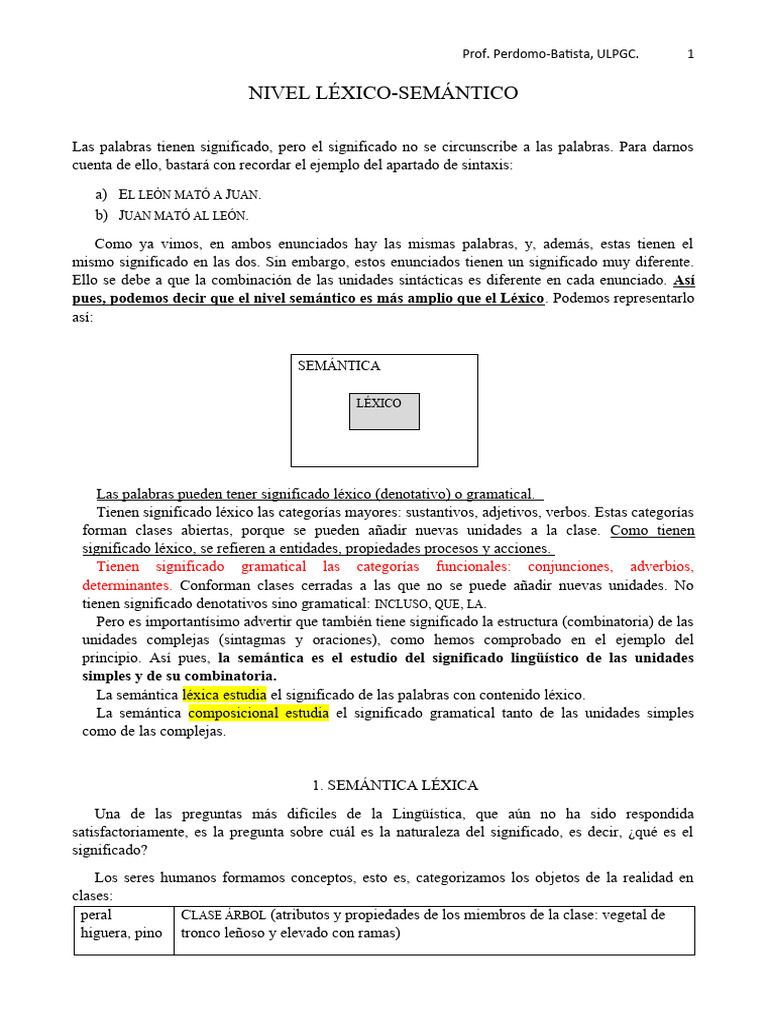 Nivel Lexicosemantico Bases Ling Marzo Semana 3 | PDF | Palabra | Léxico