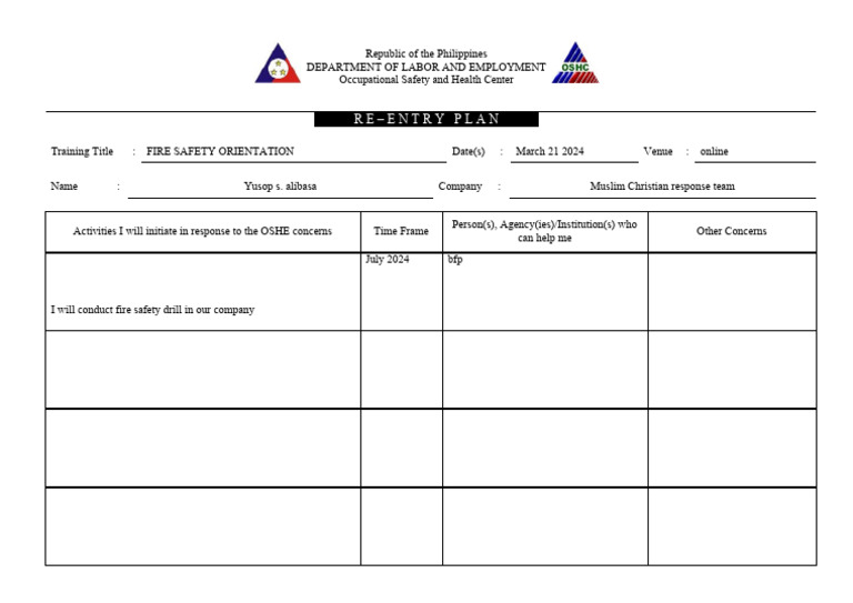 FSO - Re-Entry Plan | PDF