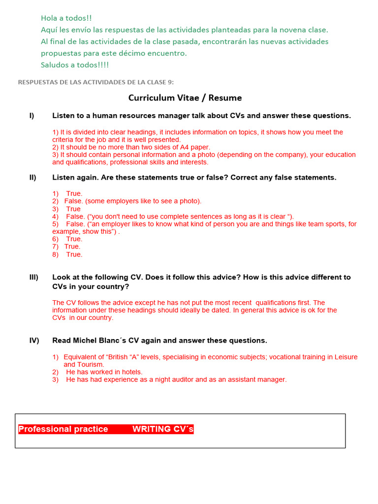 10a Clase Virtual Inglés Aplicado Al Turismo 2023 | PDF | Job Interview | Grammar