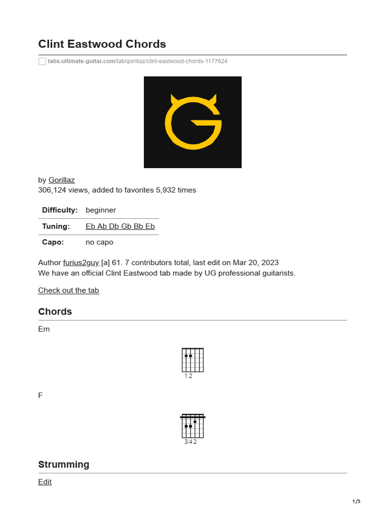 Gorillaz - Clint Eastwood | PDF