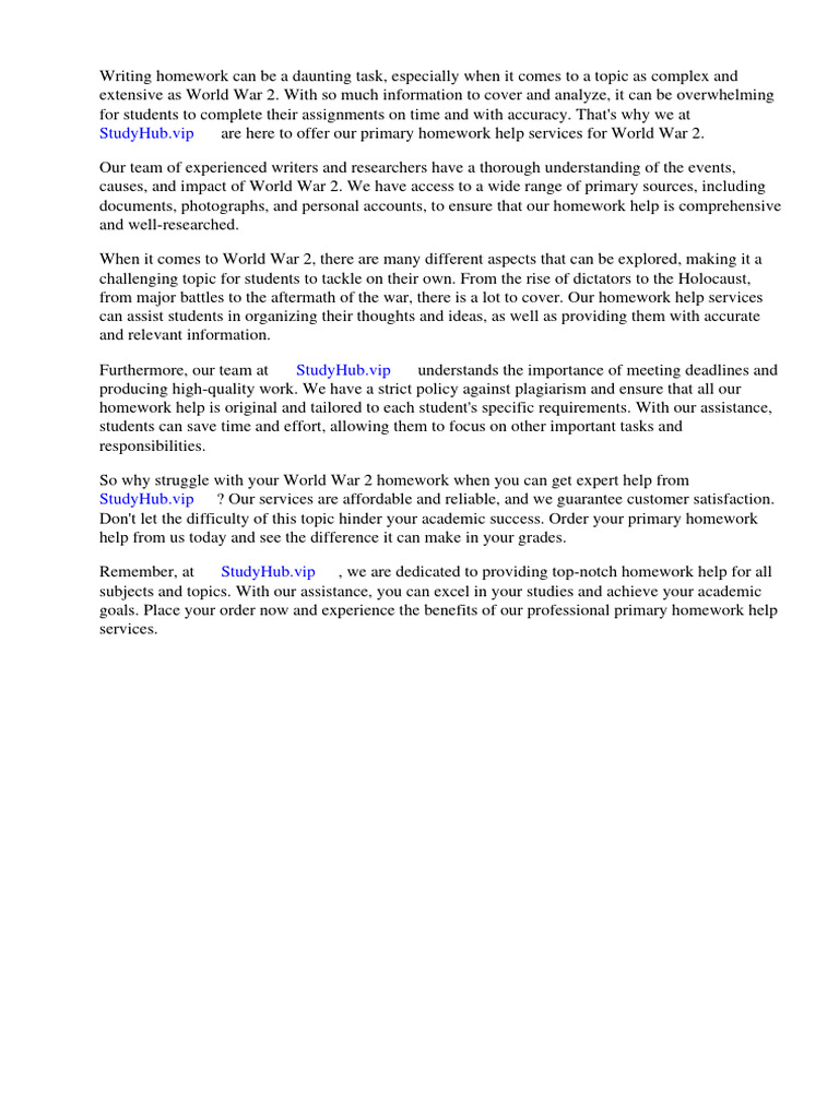 World War 2 Primary Homework Help | PDF | Essays | Books
