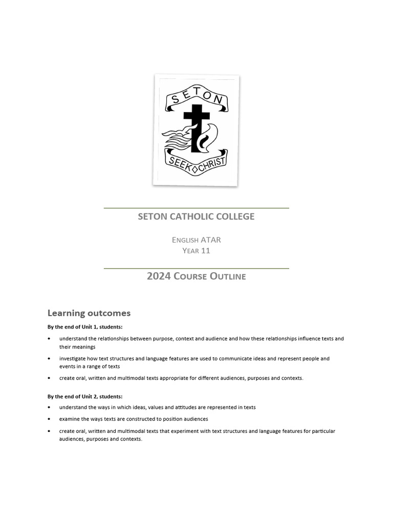 Year 11 English ATAR Course Outline | PDF | Reading Comprehension ...