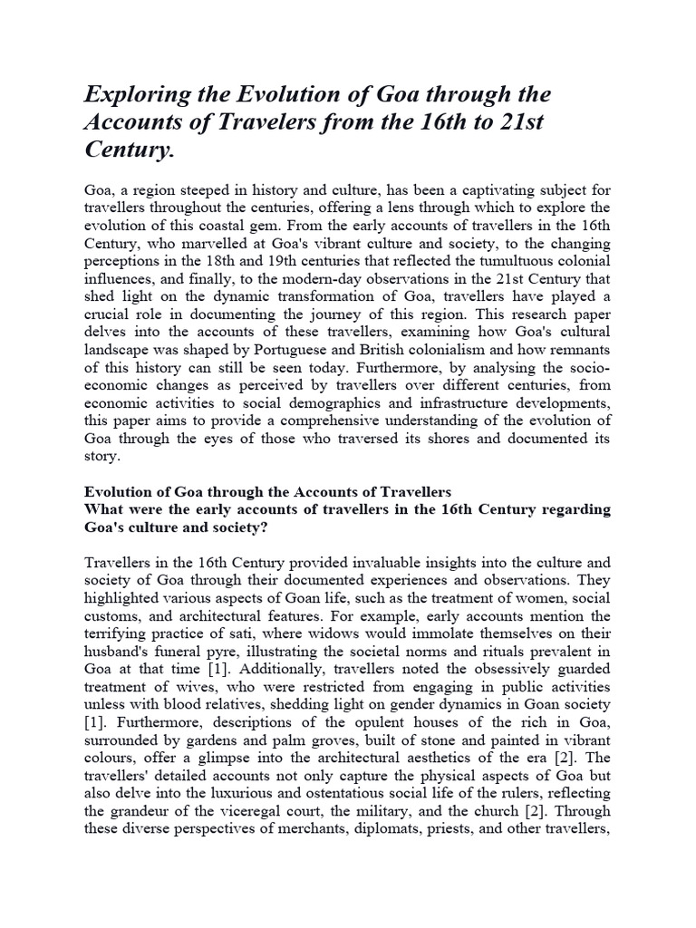 Exploring the Evolution of Goa Through the Accounts of Travelers From ...