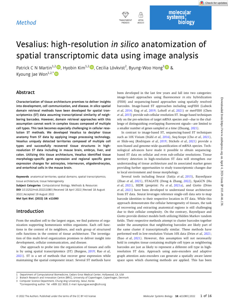 Martin Et Al 2022 Vesalius High Resolution in Silico Anatomization of ...