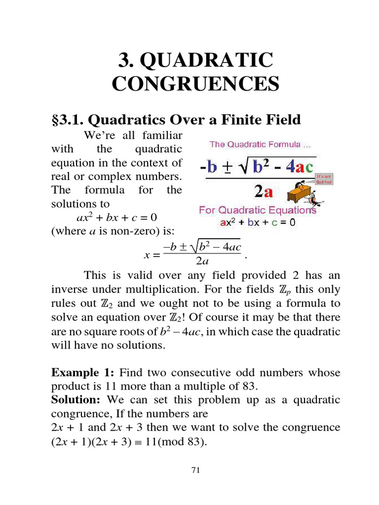 CHAP03 Quadratic Congruences | PDF | Quadratic Equation | Arithmetic