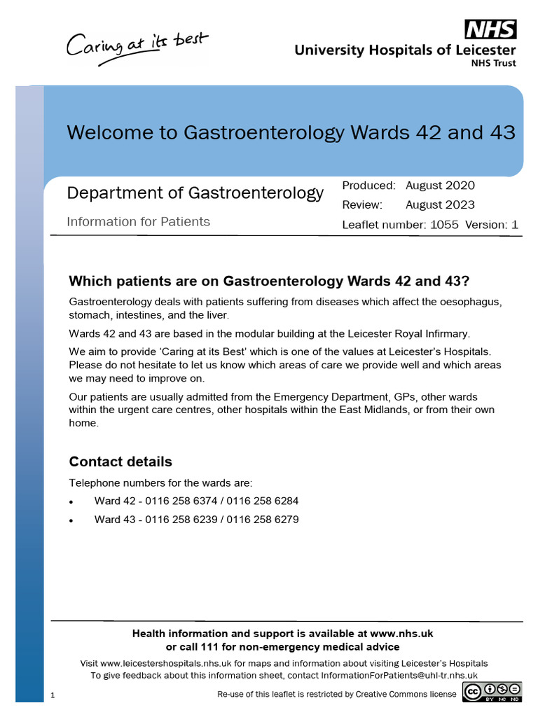 1055 - 082020 Welcome To Gastroenterology Wards 42 and 43 (LRI) | PDF ...
