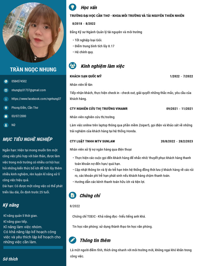 CV - Trần Ngọc Nhung | PDF