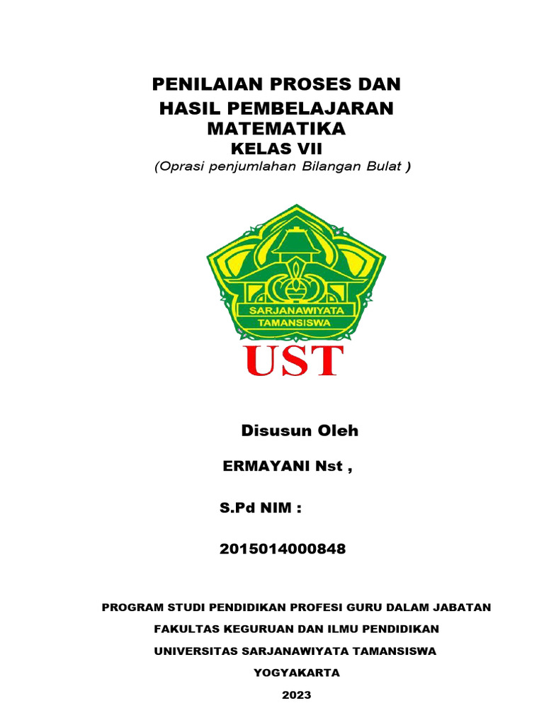 PENILAIAN PROSES DAN HASIL PEMBELAJARAN ERMAYANI NASUTION S.PD | PDF