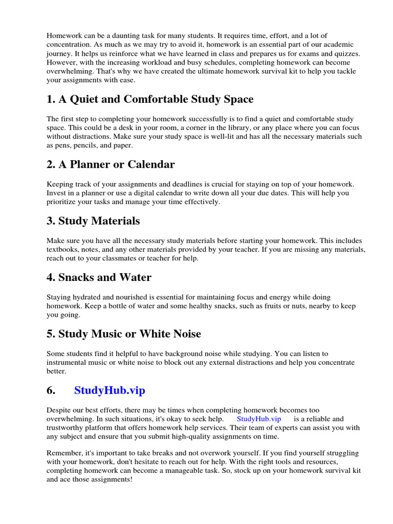 Homework Survival Kit | PDF | Homework