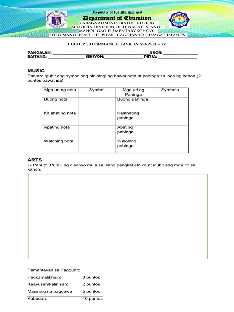 Grade 4 Performance Task in MAPEH Modules 1-3 | PDF