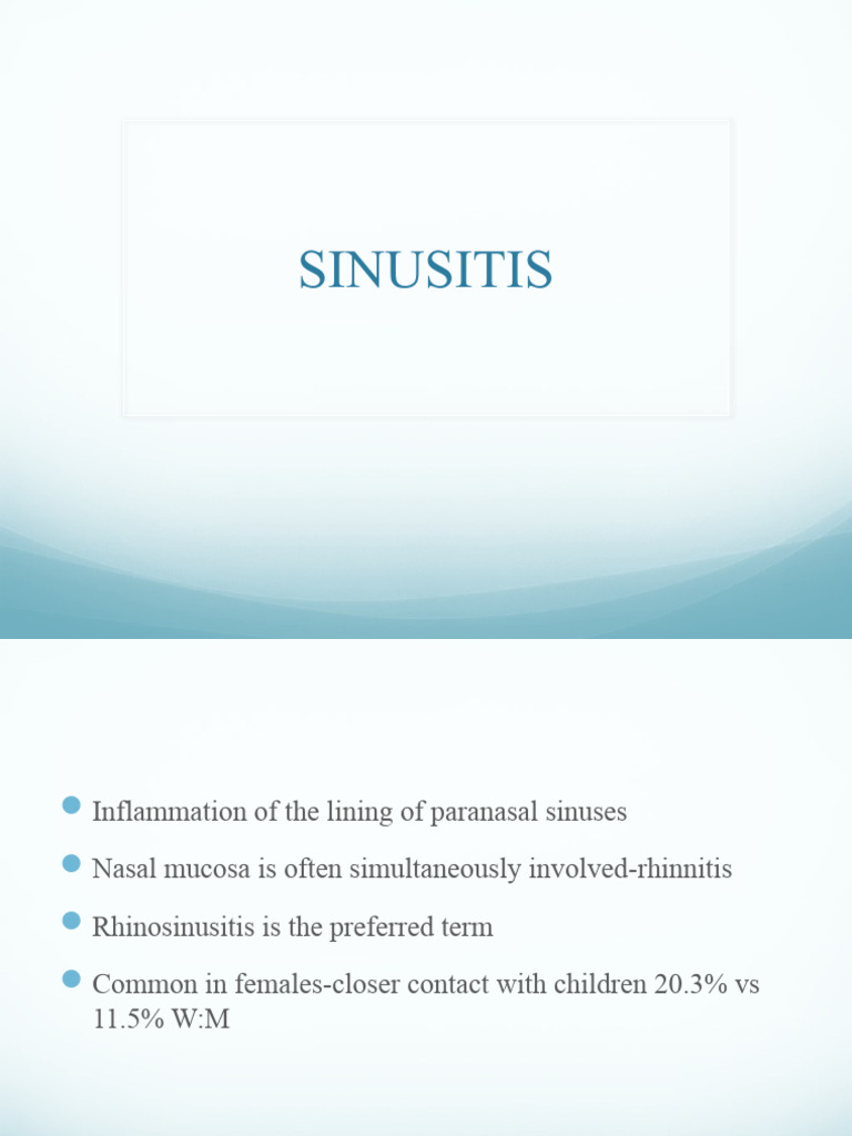 Sinusitis | PDF | Mucus | Human Head And Neck