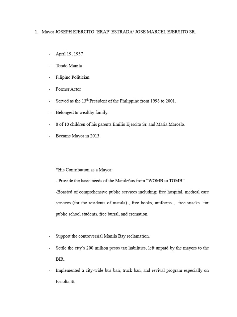 Manila Mayors' Contributions | PDF | Manila | Philippines