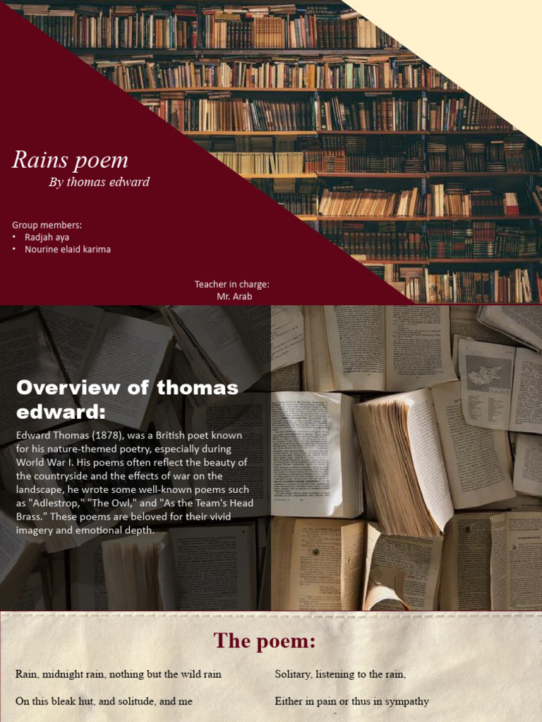 Rains Edward Thomas | PDF | Poetry | Poetics