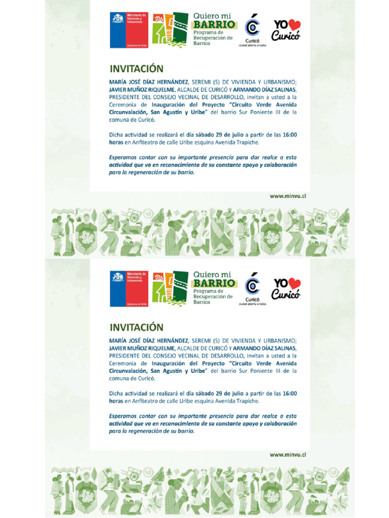 Invitacion Inauguracion Circuito Verde | PDF